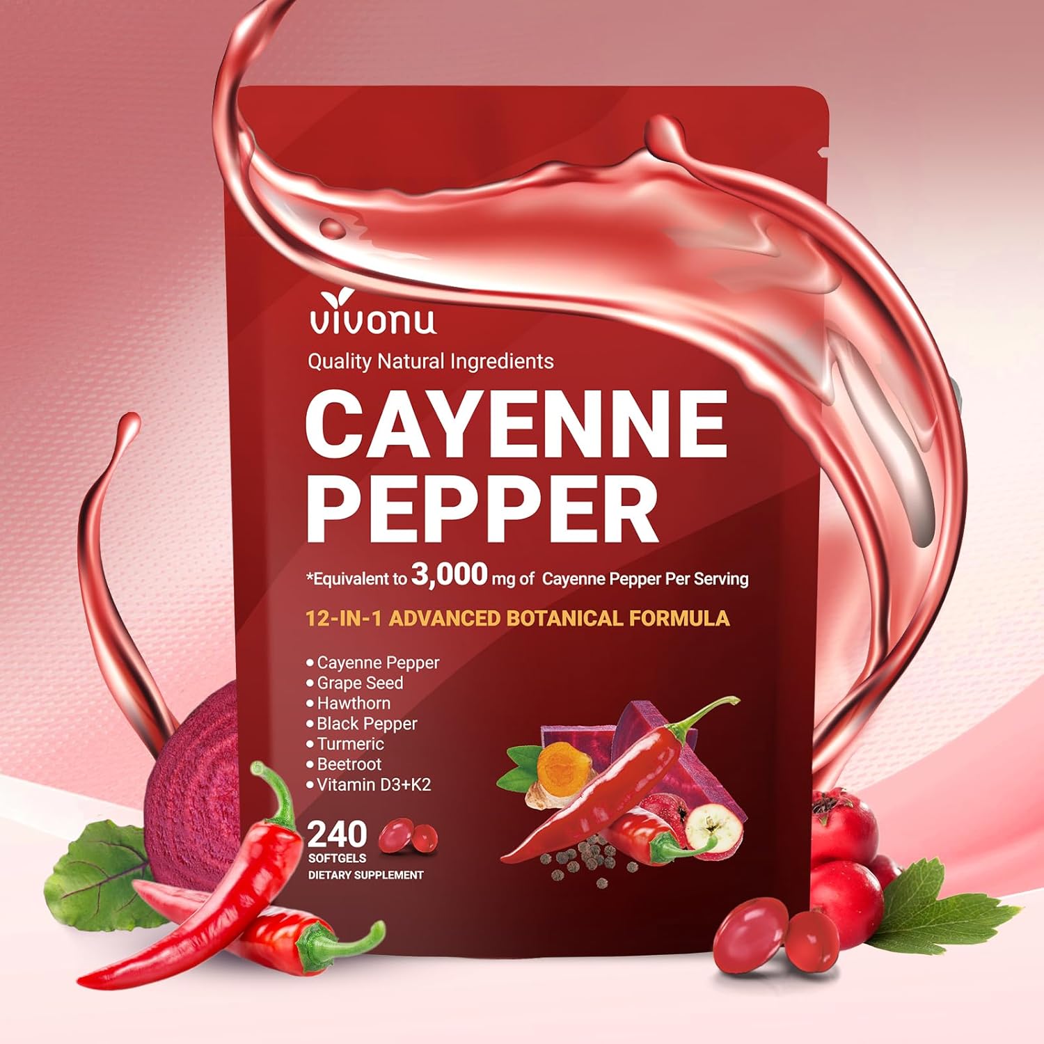 Cayenne Pepper Softgels Supplement, Supports Leg Vein, Heart and Blood ...